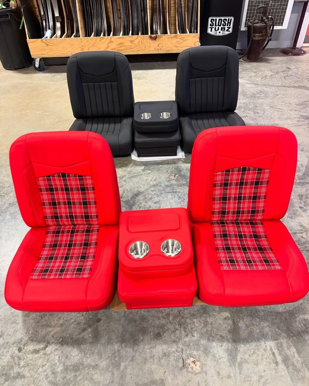 1973-1987 Chevy/GMC Square Body Custom Leather Bucket Seats with Center ...